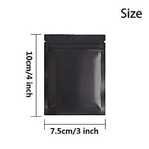 FTREGON Mylar Bags 100 Pack Smell Proof Bags Food Storage Bags- Resealable Mylar Bag Flat Ziplock Bag Double-Sided Color (Holographic Black, 3 * 4 Inch)