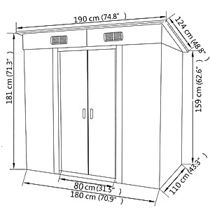 vidaXL Outdoor Storage Shed, Garden Shed, Metal Storage Shed, Backyard Shed for Patio Lawn Bicycles Gardening Tools Lawn Mowers, Green