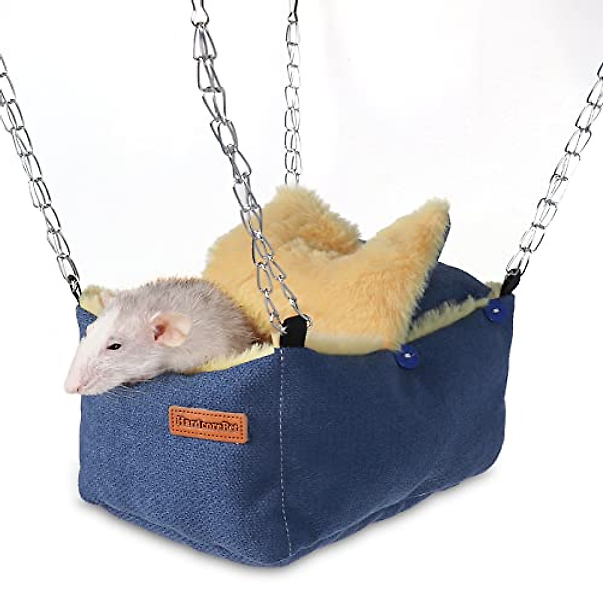 Hamster Hammock, Rat Toys and Accessories for Cage Dwarf Hamsters House Pet Beds, Small Pet Hammock Syrian Hideout, Fancy Rat Stuff Cage Accessories for Gerbils and Chipmunks (Blue)