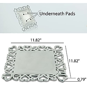 Appetizer Serving Tray Food Platter - 11.82" x 11.82" Heart Metal Fruit Platter Tray for Parties, Dessert Platters for Weddings, Candle Tray, Heart Plates