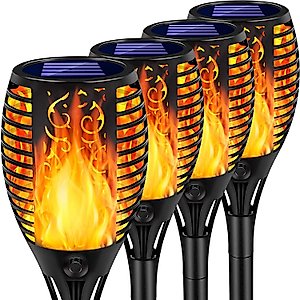Arrinew Upgraded Outdoor Solar Torch Lights, 33 LED Solar Light Torches with Dancing Flickering Flame, Waterproof Landscape Decoration Lights for Garden Pathway Yard Patio Driveway (4 Pack)
