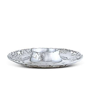 Arthur Court Designs Metal Grape Chip and Dip Platter in Grape Pattern Sand Casted in Aluminum with Artisan Quality Hand Polished Designer Tarnish-Free 14 inch Diameter