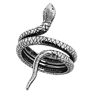 Sterling Silver Coiled Snake Ring Oxidized, size 7