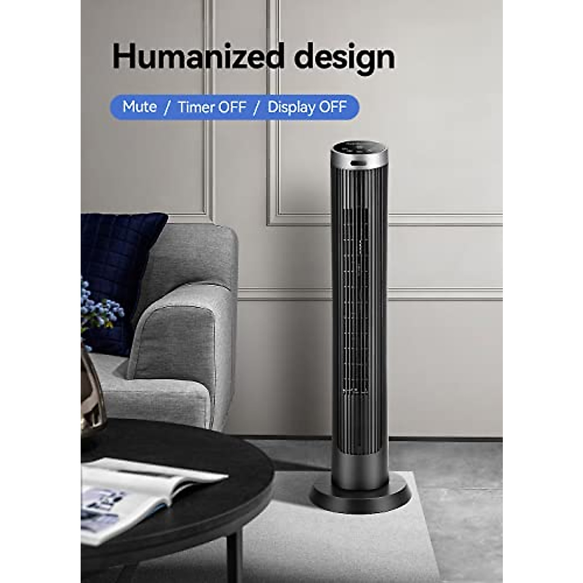 OmniBreeze Digital Electric Tower Fan, with Remote Control, LED Display, Standing Bladeless Floor Fans Cooling and Quite Indoor Living Room Bedroom use (36 Inch)…