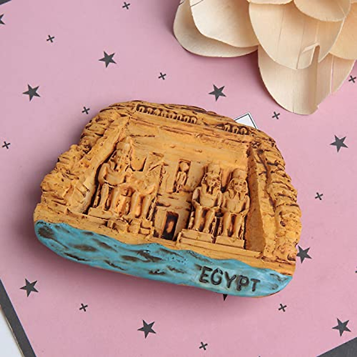 Acxico 2 pcs Egypt Fridge Magnet Stickers Aswan Abu Simbel Temple 3D Resin Tourist Souvenir