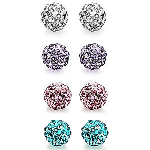 CHoppyWAVE 1/4Pcs Rhinestone Round Ball Tongue Nose Stud Nipple Lip Piercing Women Jewelry White