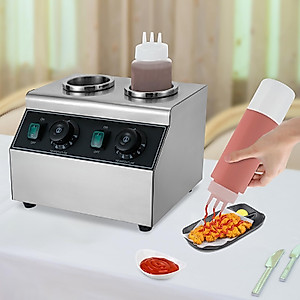 Electric Sauce Bottle Warmer, 0.72 x 2Qt Commercial Nacho Cheese Warmer,86-176°F Hot Fudge Cheese Caramel Jam Sauce Warmer