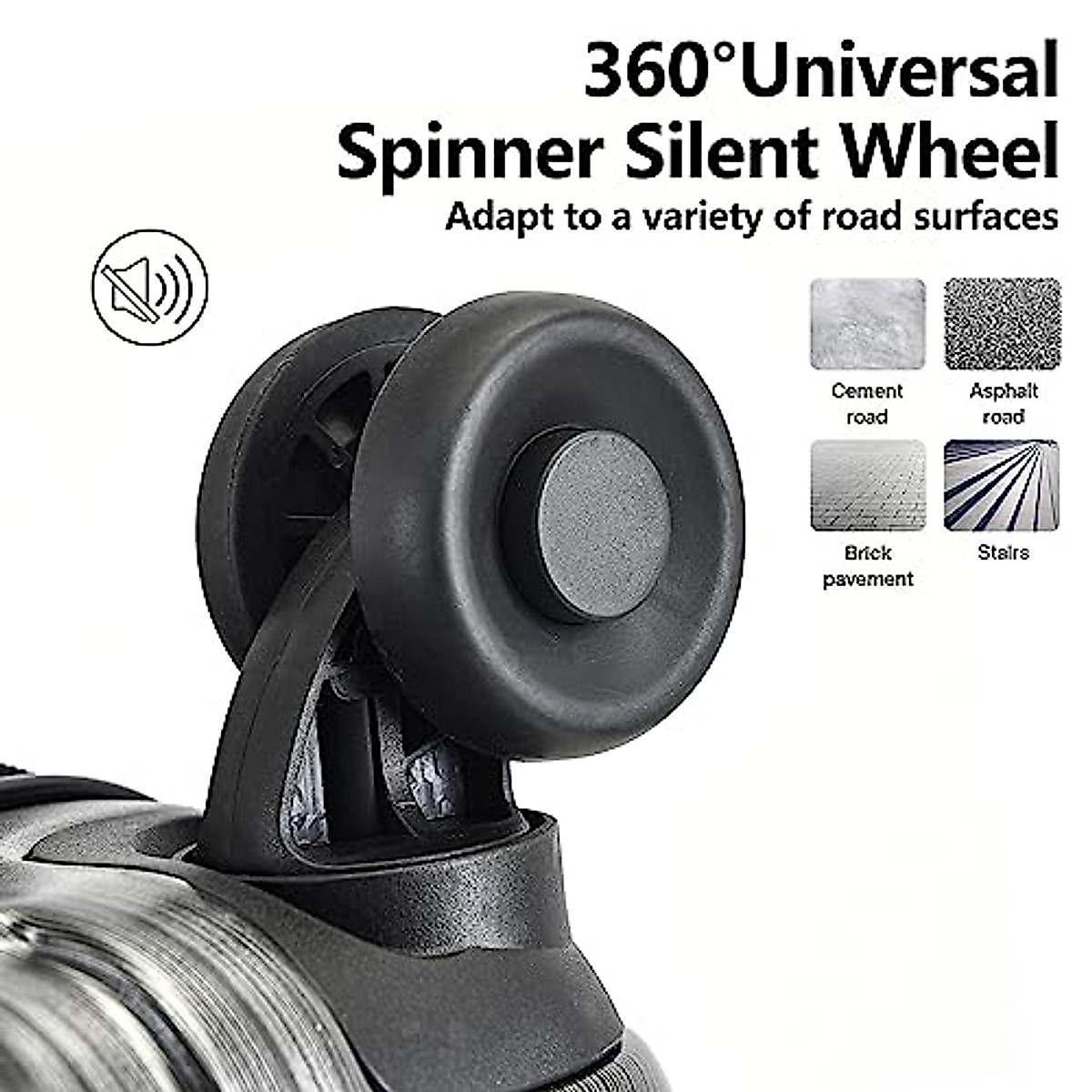 TydeCkare Luggage Set 3 Piece 20/24/28, 20" carry on with Front Pocket & 24/28" with Expandable, ABS+PC Suitcase with 4 Silent Wheels, TSA, YKK, Silver Grey