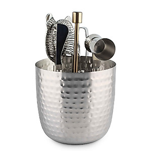 Old Dutch International “Aura” Hammered Bar Tools Set, Shiny Stainless Steel, 5.75x5.75x5.5, Silver, 1 qt