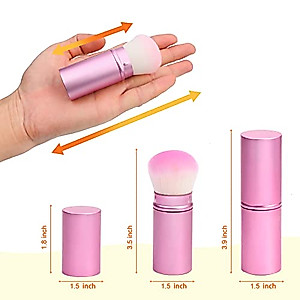 UNIMEIX Kabuki Foundation Brush Retractable Kabuki Makeup Brush Travel Face Kabuki Makeup Brush for Liquid, Cream and Flawless Powder Cosmetics (Pink,Round top)