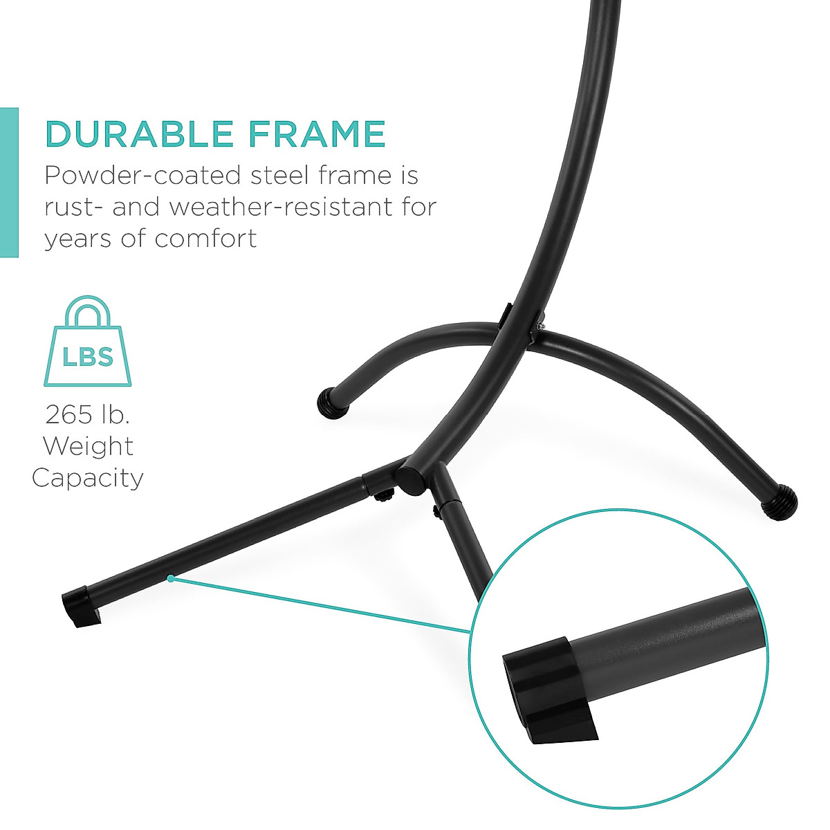 Best Choice Products Outdoor Hanging Curved Steel Chaise Lounge Chair Swing w/Built-in Pillow and Removable Canopy - Peacock Blue