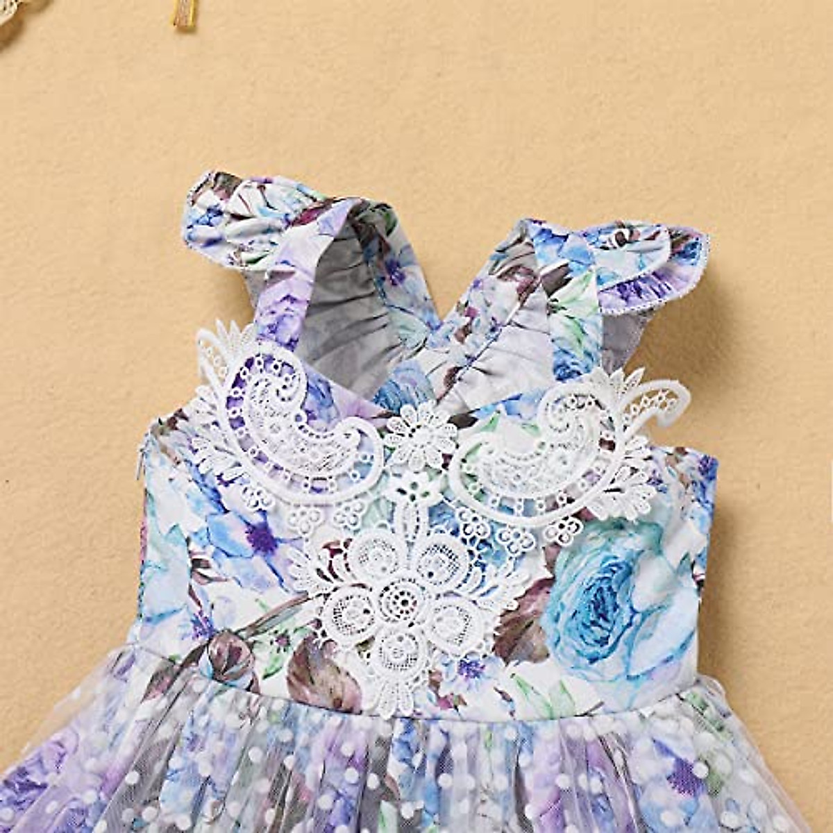 Baby Toddler Girl Summer Dress,Little Girls Boho Tutu Dress A-line Birthday Christmas Party Princess Dress Sleeveless Backless Ruffle Swing Daddy&Daughter Dance Dresses Blue-Tulle 6-12 Months