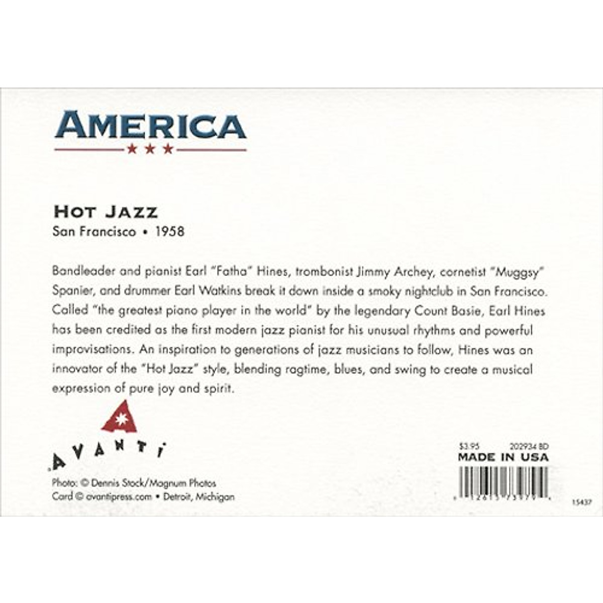 Earl Hines And Jazz Band - Avanti America Collection Birthday Card