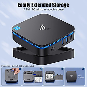KAMRUI AK1 Plus Mini PC with Windows 11, Intel 12th Alder Lake N95 (Up to 3.4GHz), Mini Desktop Computers 8GB DDR4 256GB SSD Support 4K Display, WiFi/BT 4.2 for Business, Office, Home Server