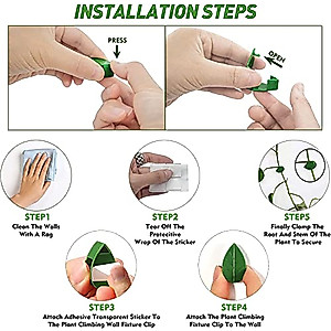 60 pcs Plant Wall Clips with 72 Pieces Acrylic Adhesive Sticker,Plant Climbing Wall Fixture Clips Plant Fixer Invisible Wall Vines Fixing Clips Self-Adhesive Hook Plant Clips Plant Vine Traction