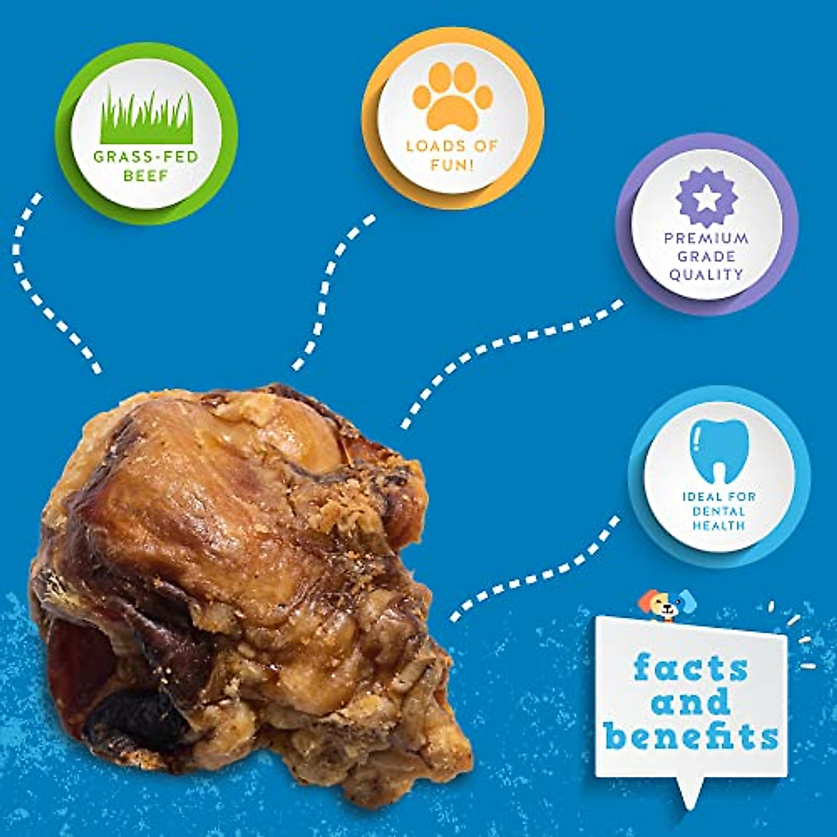 Jack&Pup Knee Bones Dog Treats - Premium Grade Roasted Dog Chew Bones (10 Pack) - Single Ingredient All Natural Gourmet Long Lasting Dog Bone- Savory Smoked Beef Flavor (10 Piece Pack)