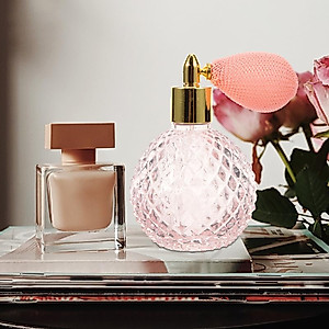 Topxome 1pcs 100ml Vintage Perfume Bottle Short Spray Atomizer Refillable Empty Glass (Pink)