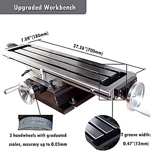 INTBUYING Milling Drilling Machine R8 Mini Benchtop Mill/Drill Machine 7"X27" Micro Milling Machine 1100W 20-2250rpm Variable Speed with Accessory R8 Tapper and Bench Clamp 110V