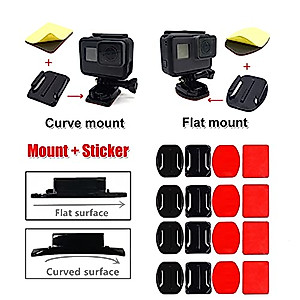 Helmet Adhesive Sticky Mounts and Buckle and Thumb Screws Accessory Kit,Compatible with GoPro Hero 11 10 9 8 Max Go Pro 7 6 5 4 3 3+ 2018 Session Fusion Insta360 DJI Osmo AKASO APEMAN Campark SJCAM