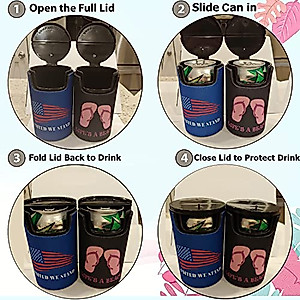Kanzee Can Cooler Sleeves, Insulated Beer Can Sleeve Covers Easy-On Can Cooler Set of 2 - Assorted Color, Machine Washable, Durable, Stitched Fabric Drink at Good Temperature, Blue and Black 12oz