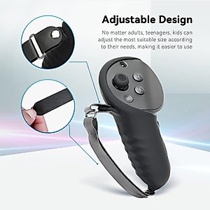 MOJOXR Touch Controller Grips Cover Compatible with Meta/Oculus Quest Pro Accessories, with Charging-Without-Removing Design and Adjustable Anti-Throw Wrist Knuckle Strap(2 Pack-Black)