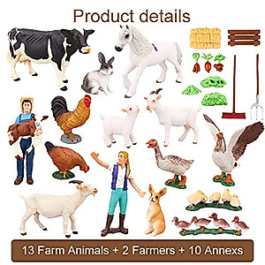 Toymany 40PCS Barn House Toys Farm Animals Figures with Fence Farm Playset, Plastic Farm Figurines Farmhouse Toys, Farmers Horse Cow Hen & Fodders, Christmas Birthday Gift for Kids Toddlers