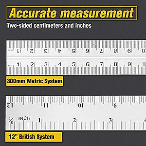 TICOFTECH 12-Inch Combination Square, Inch/Metric Metal Combo Square with Stainless Steel Blade, Accurate Woodworking Measure Square with Carpenter Pencils……