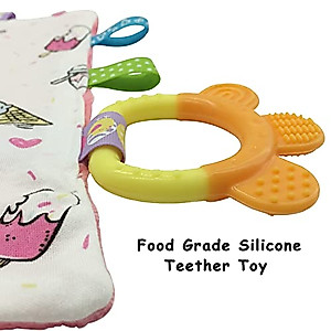 Upalupa Bunny Lovey Blanket and Minky Dot Fabric Tags Security Blanket, Pink