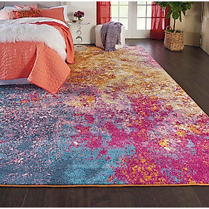 Nourison Passion Sunburst 6'7'' x 9'6'' Area--Rug, Modern, Abstract, Easy--Cleaning, Non Shedding, Bed Room, Living Room, Dining Room, Kitchen, (7' x 10')