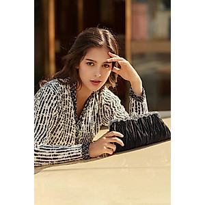 JAMBHALA Women Pleated Clutch Bag with Adjustable Chain Handbag Dumpling Pouch for Wedding, Bridal, Prom, Party (black)