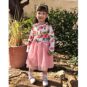 2nd Birthday Outfit Girl Two Year Old Birthday Outfit (Pink-Long Sleeve,2T)