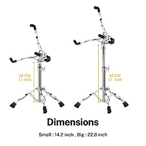 Donner Snare Drum Stand, Concert Snare Drum Stands Adjustable Snare Stand Double Braced with Drumstick Holder Fit for 10''-14'' Dia Drums, Height Range 14.2-22.8 Inches