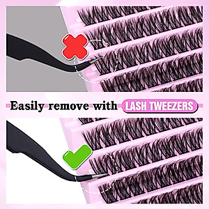 Lash Extension Kit 120 Pcs Lash Clusters DIY Eyelash Extension with Waterproof Lash Bond and Seal and Lash Applicator for Individual Cluster Lashes Extensions Kit by ALPHONSE (8-16MM)