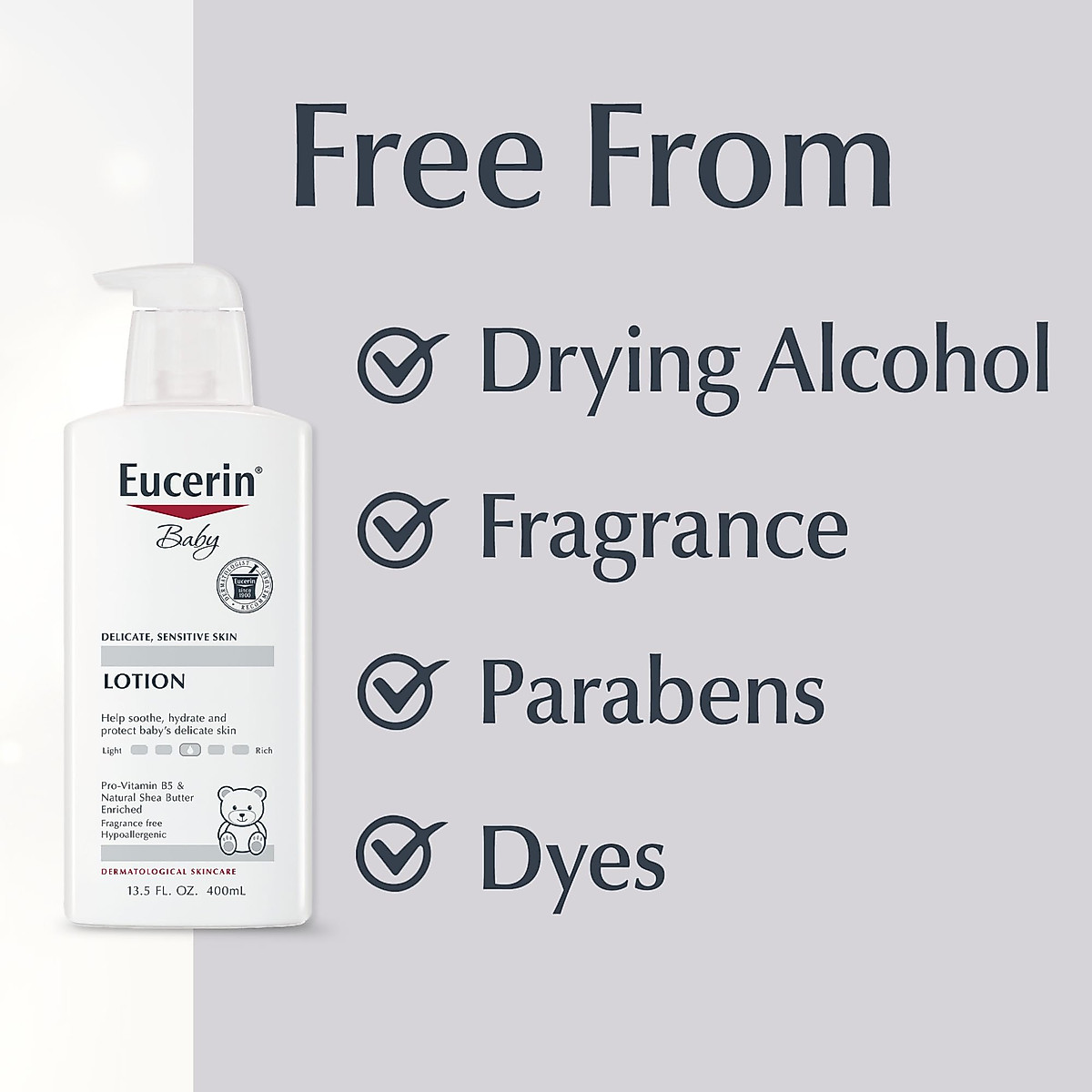 Eucerin Baby Body Lotion, Fragrance Free Baby Lotion, 13.5 Fl Oz Pump Bottle