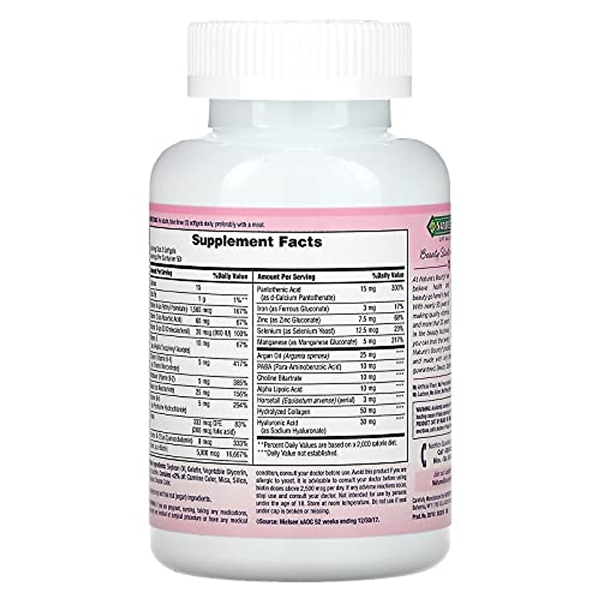 Nature's Bounty Hair Skin and Nails 5000 mcg of Biotin - 250 Coated Tablets Extra Strength (Four Bottles each of 250 Softgels) 1 4.0 Count