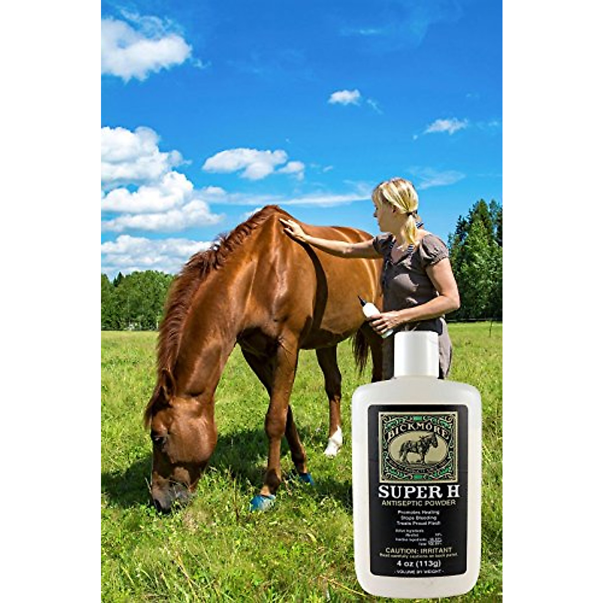 Bickmore Super H Antiseptic Powder for Horses - Quick Healing, Stops Bleeding, Treats Proud Flesh