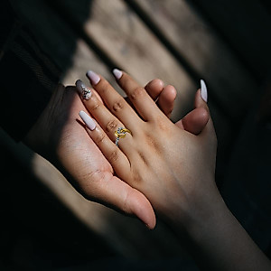 UNY Jewel Love Knot Tie The Knot Bridesmaid Proposal Wedding Jewelry Designer Inspired Boys Girls Promise Eternity Band Ring (Two Tone, 9)