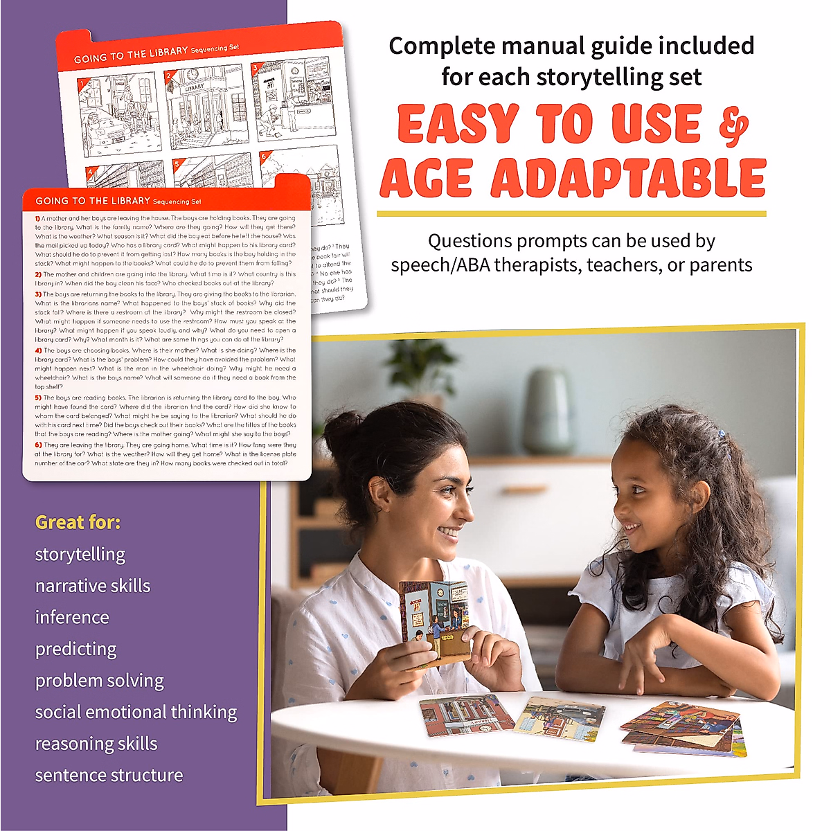 Sequence Cards for Storytelling, Speech Therapy Game, Special Education Materials, Sentence Building, Problem Solving, Improve Language Skills Sequence Cards, Autism Game, Picture Cards, SEL