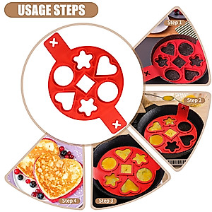 2 Pcs Silicone Pancake Molds,Reusable 7 Holes Flip And Cook Pancake Maker, Silicone Non-Stick Pancake Machine Egg Ring,For Making Fluffy Chicken Rolls And Art Cake