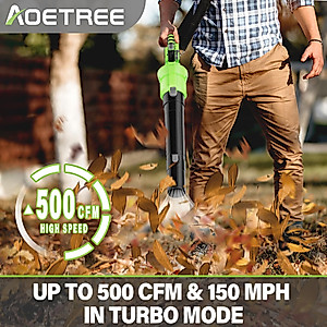 Lightweight Electric Leaf Blower Cordless - 500CFM Brushless Blower with 2 Battery and Charger - 20V 4.5Ah Battery Powered Blower for Yard Driveway Garden Lawn Care