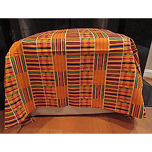 African Kente Print #3- Serengeti Fabric (1 Yard) Kente African Print Fabric Cotton 44" Wide Head wrap Head tie Scarf Choir African Dance Black History Month African American Men Women Kids