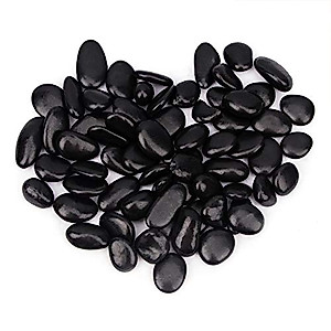 CFKJ 18 Pounds Black Pebbles Aquarium Gravel River Rock, Natural Polished Decorative Gravel,Garden Ornamental Pebbles Rocks,Black Decorative Stones,Black Pebbles, Decor Gravel for Landscaping (Black)
