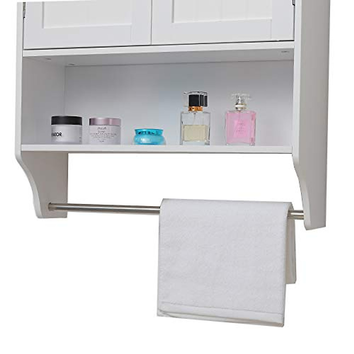 Iwell Bathroom Cabinet Bundle, Bathroom Wall Cabinet with 1 Adjustable Shelf & Door, Medicine Cabinet for Bathroom, Wall Mounted Bathroom Cabinet, White