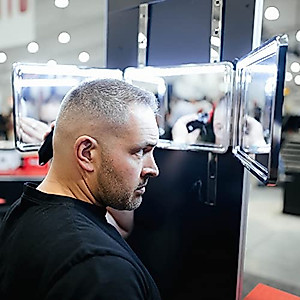 SELF-CUT SYSTEM 2.0 - LED Lighted Black Lambo 3 Way Mirror with Free Educational Mobile App