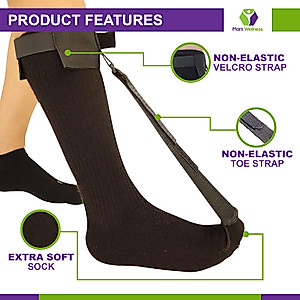 MARS WELLNESS Plantar Fasciitis Stretch Night Sock - For Pain Relief from Plantar Fasciitis and Achilles Tendonitis - Black - S
