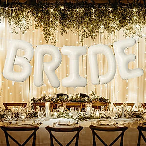 40 Inch Beige BRIDE Balloons Bachelorette for Bridal Shower, Large Cream White Sand Bride Mylar Foil Balloon Letter, Ivory Alphabet Balloon Banner for Wedding Engagement Bride To Be Party Decorations