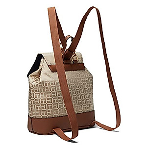 Tommy Hilfiger Joy II Flap Backpack Square Monogram Jacquard Khaki Tonal One Size
