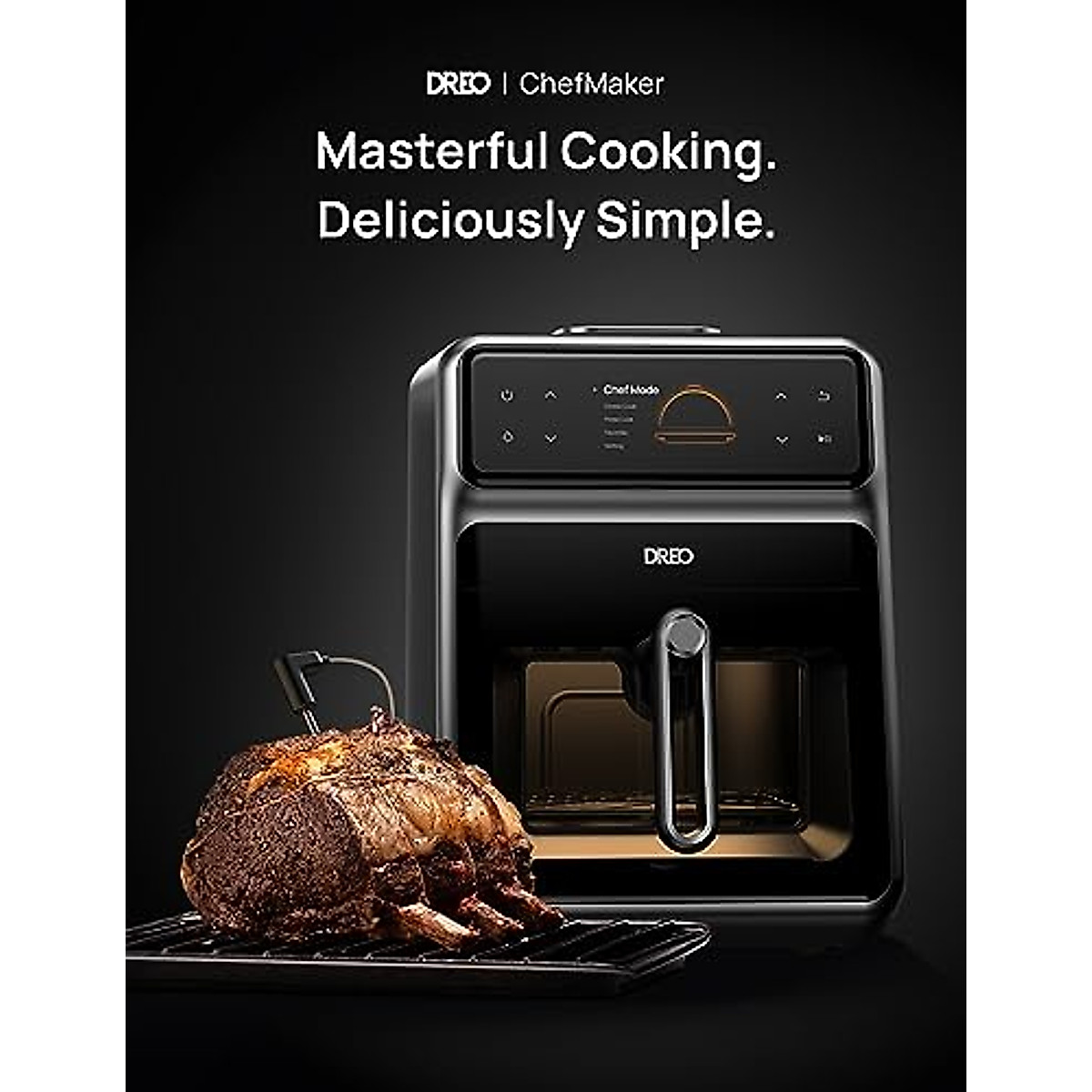 Dreo ChefMaker Combi Fryer, Cook like a pro with just the press of a button, Smart Air Fryer Cooker with Cook probe, Water Atomizer, 3 professional cooking modes, 6 QT