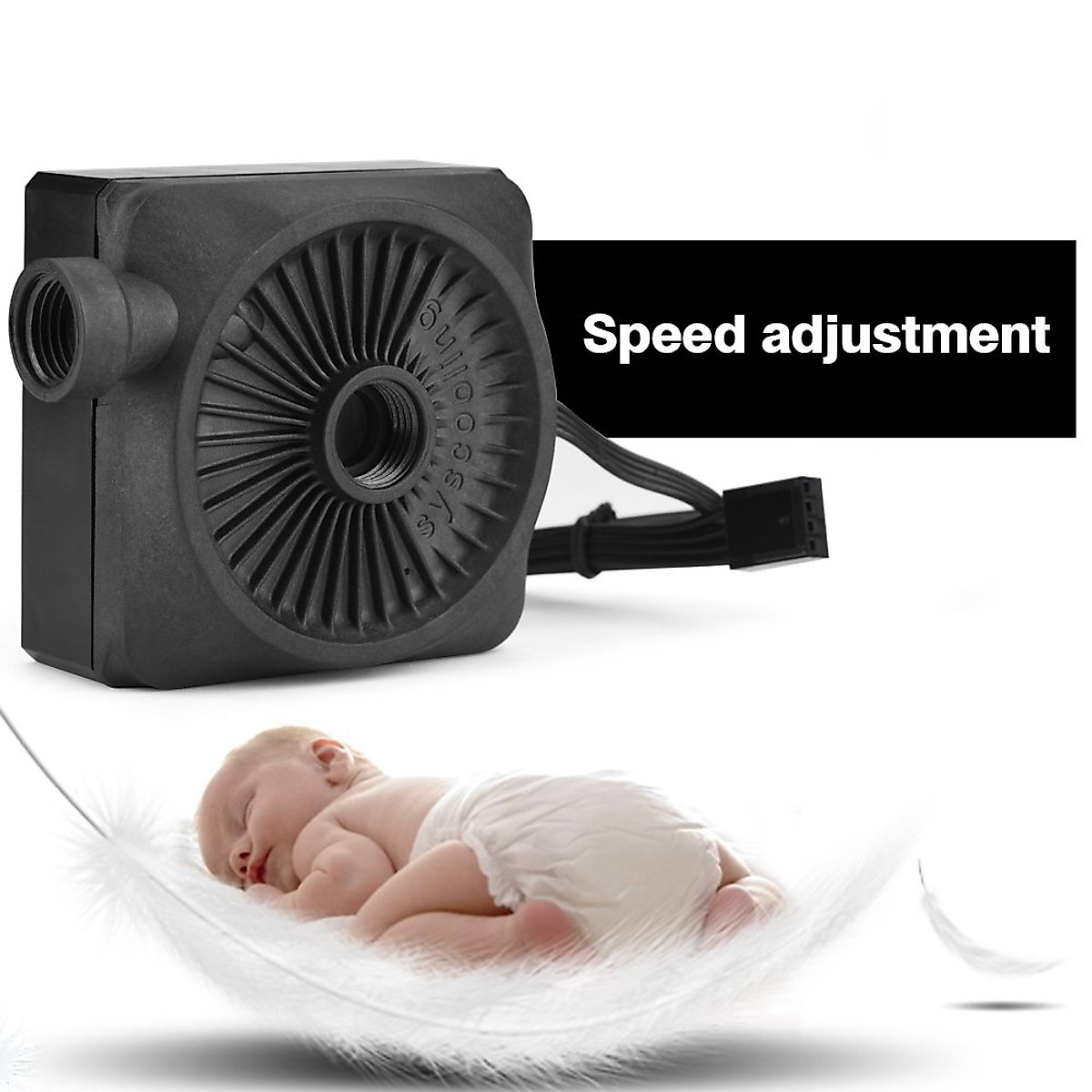 CPU, DC 12V 500L/h G1/4 Thread 25dB Ultra-Quiet CPU Pump PMW Adjustment with Back Adhesive, for Computer Water Cooling System