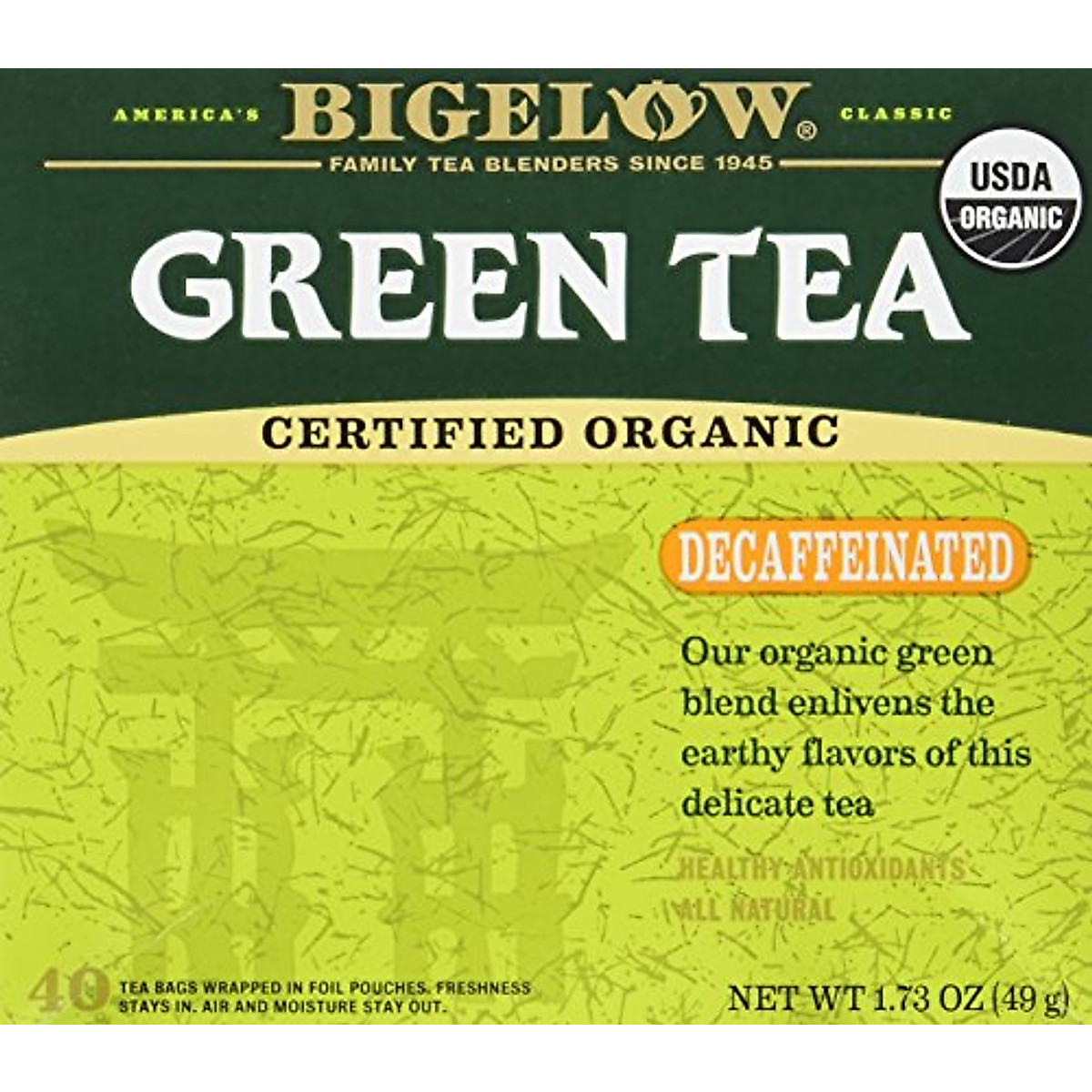 Bigelow Tea, 40 Bags - Organic Decaffeinated Green (2 Pack)